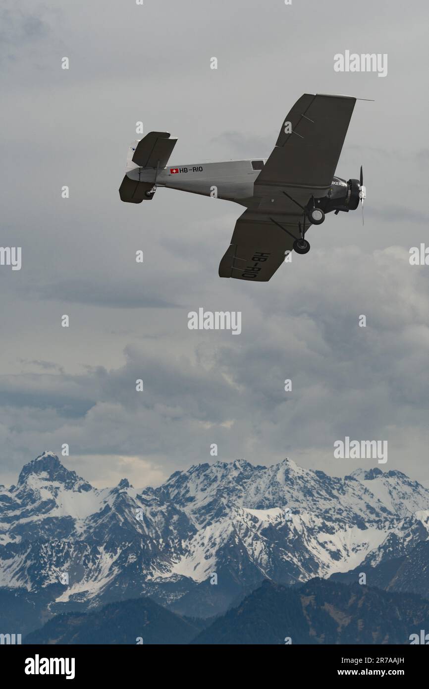 Rhine Valley, Saint Gallen, Switzerland, May 20, 2023 HB-RIO Junkers ...