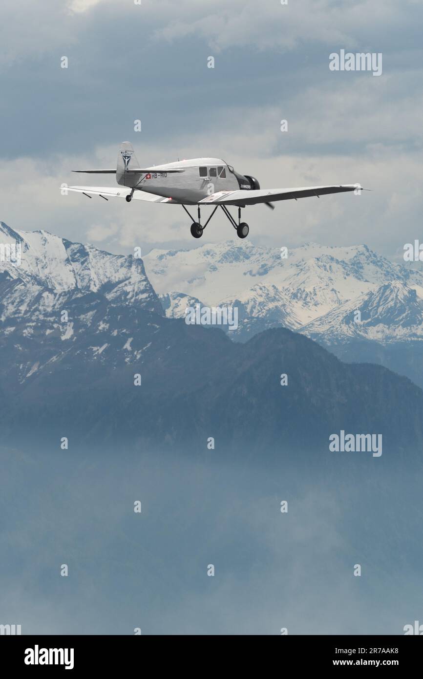 Rhine Valley, Saint Gallen, Switzerland, May 20, 2023 HB-RIO Junkers ...