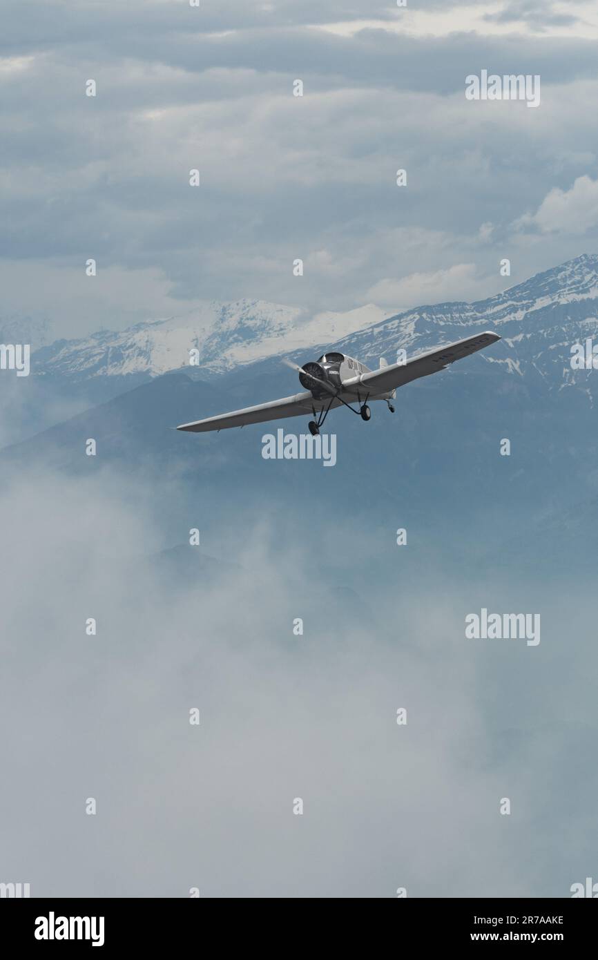 Rhine Valley, Saint Gallen, Switzerland, May 20, 2023 HB-RIO Junkers ...