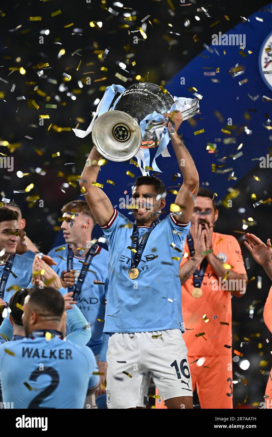 Istanbul Turkey June 10 Rodri Celebrate With Trophy During The Uefa