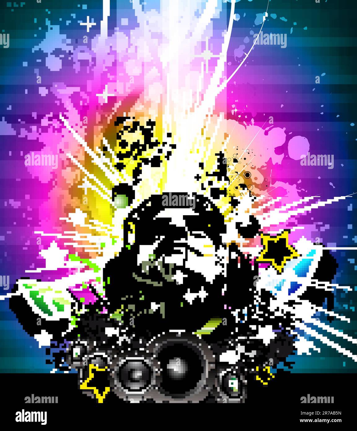 Abstract Colorful DJ Disco Flyer with Rainbow Colours Stock Vector ...