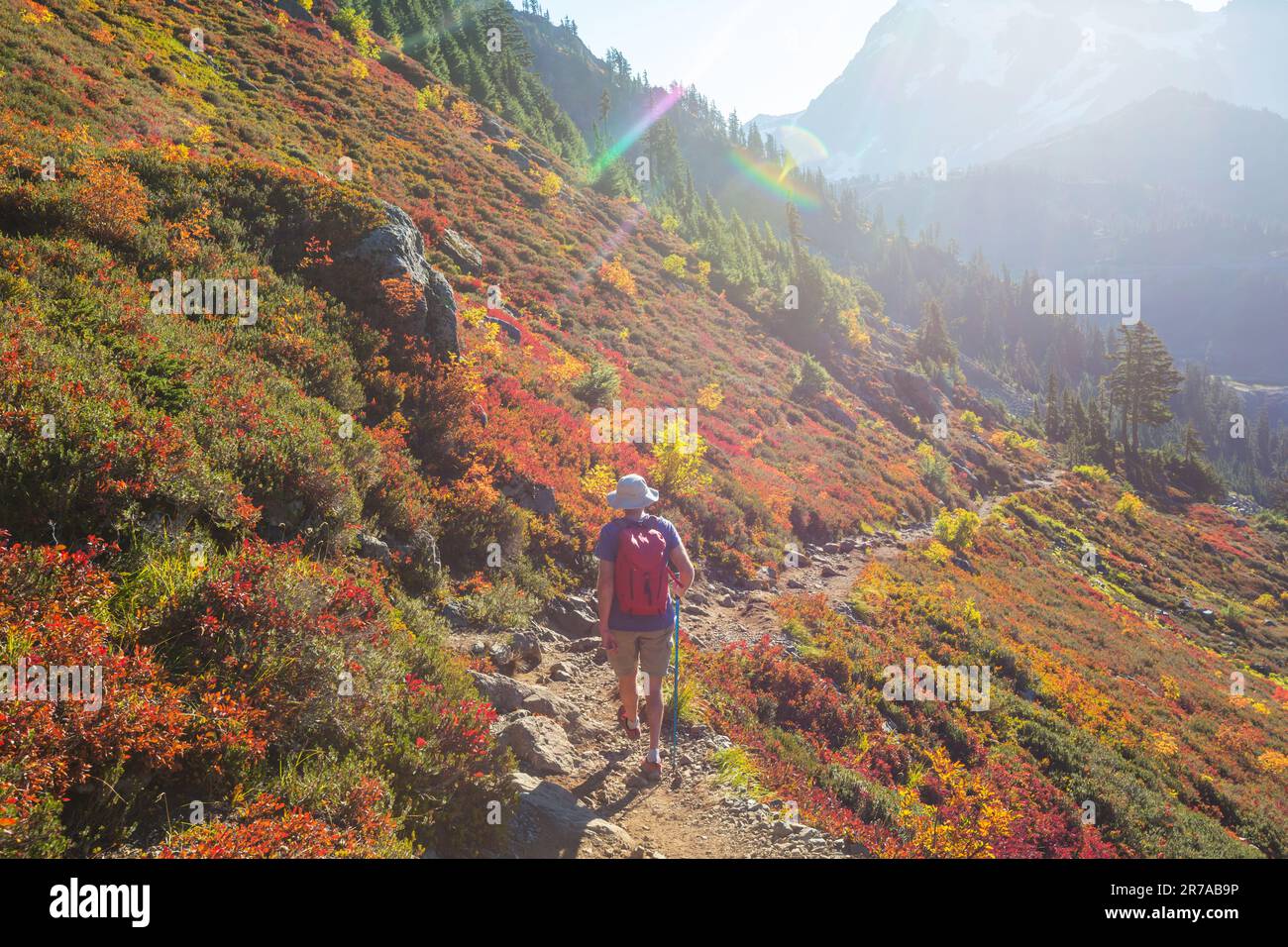 Hike in the autumn mountains. Fall season theme Stock Photo - Alamy