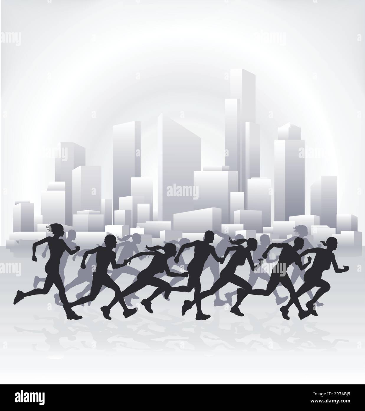 Group female runners road Stock Vector Images - Alamy