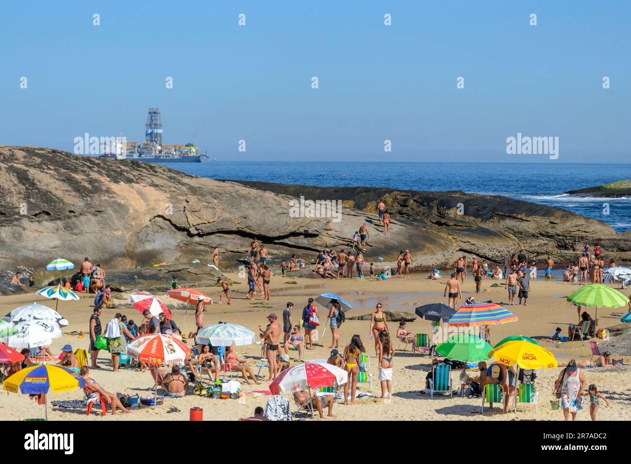 Itaipu, Brazil - June 9, 2023: People in Itacoatiara Beach Stock Photo ...