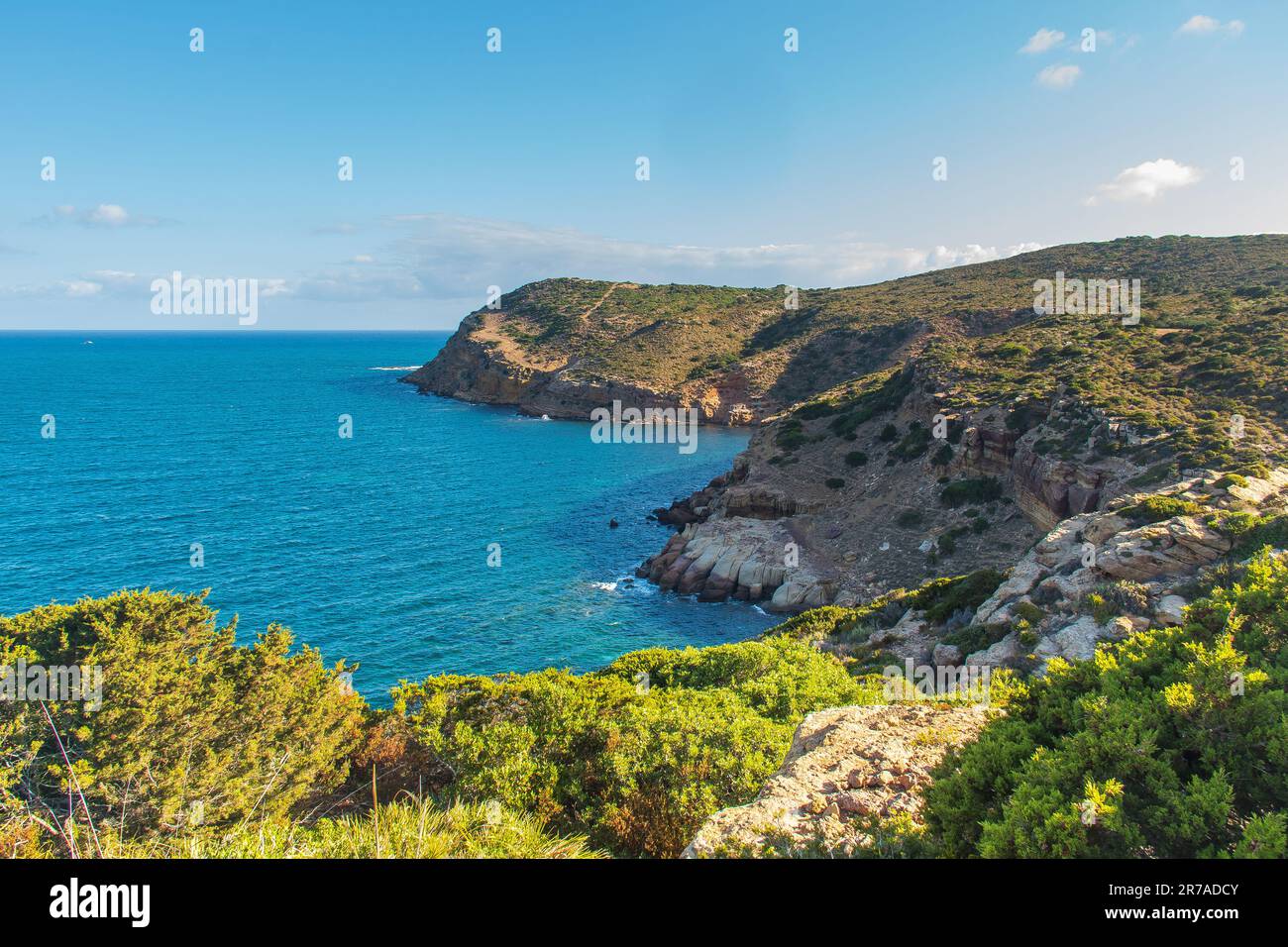 Mountain Cliff View with Ocean Horizon at Cap Fartas in Korbous, North ...