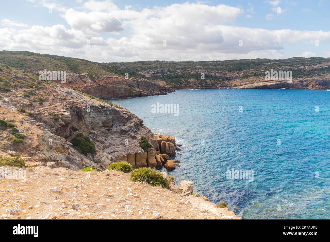 Mountain Cliff View with Ocean Horizon at Cap Fartas in Korbous, North ...