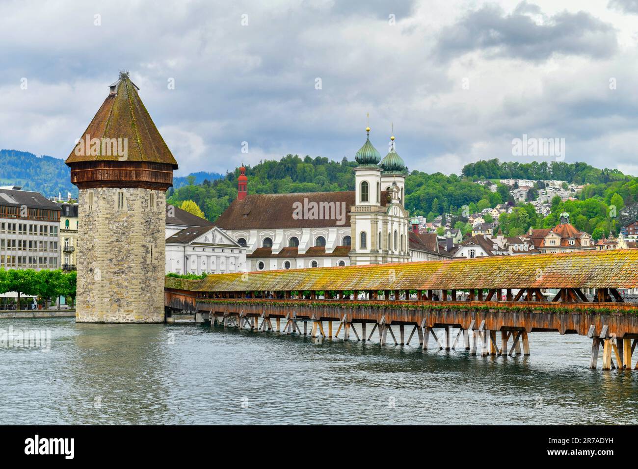 Beautiful historic city of Lucerne with famous Chapel Bridge and Water ...