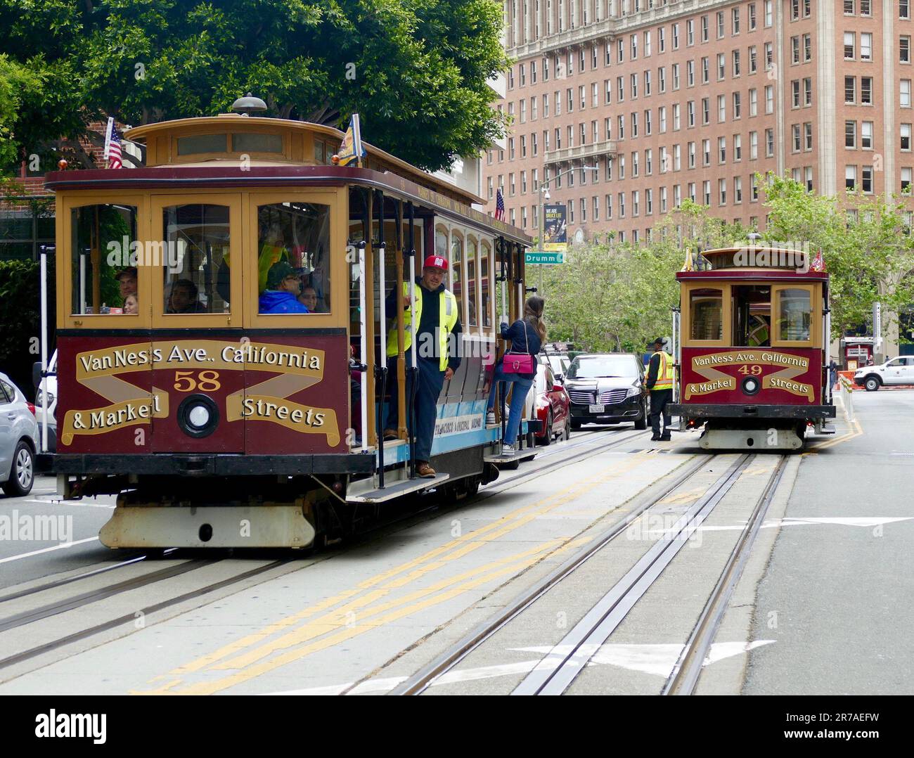 San Francisco, USA. 13th June, 2023. Cable Cars on California Street ...