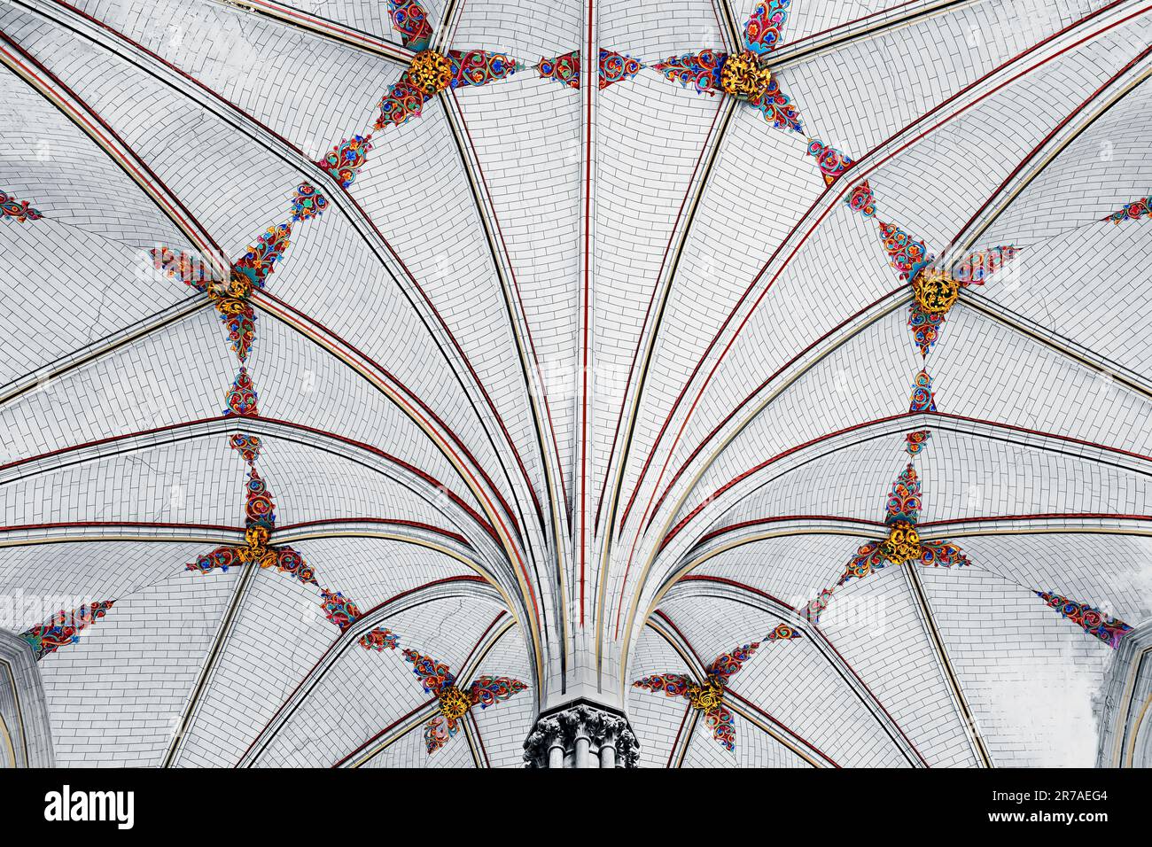 Fan vault in the chapter house at Salisbury cathedral, Wiltshire ...