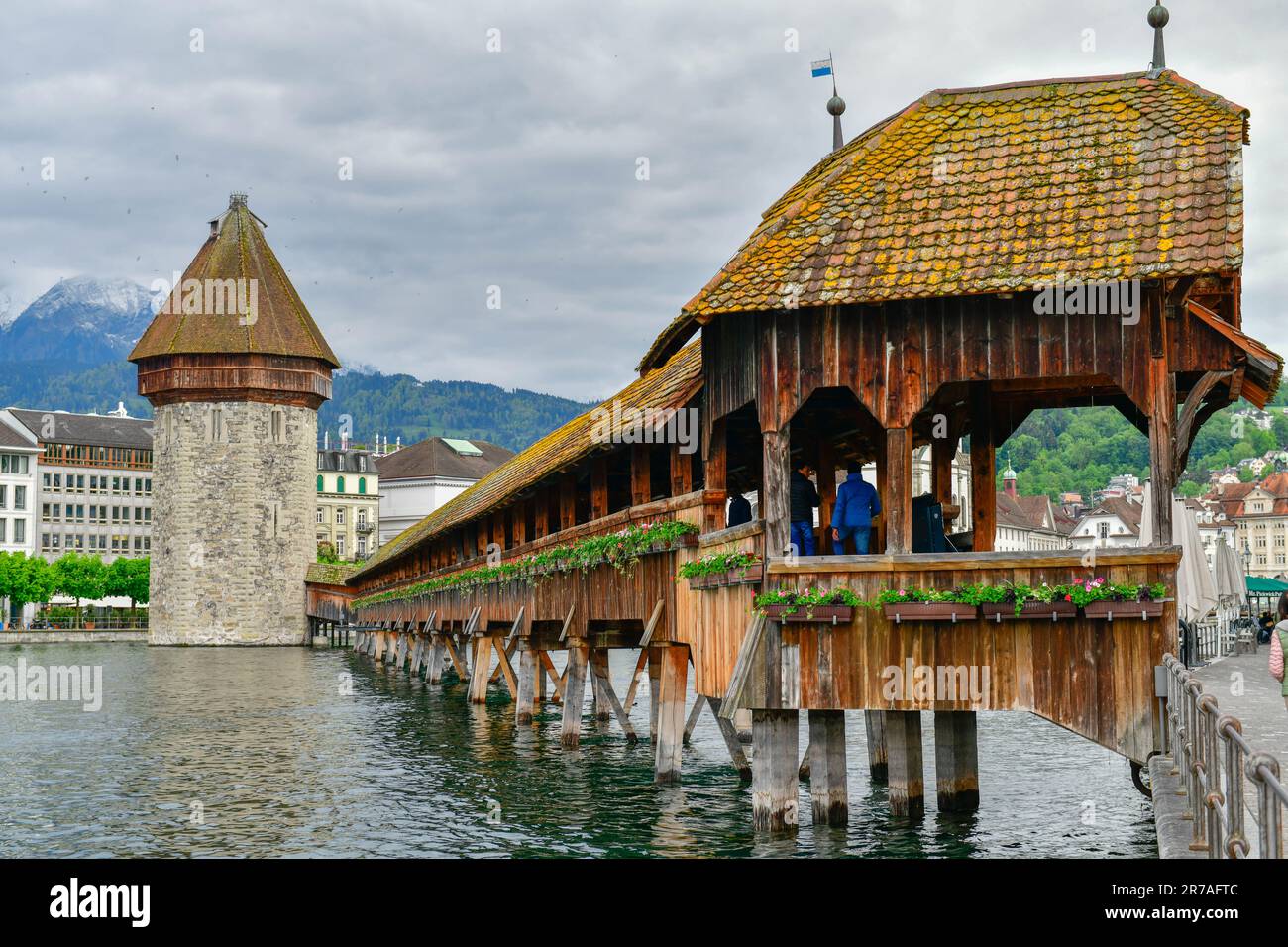 Beautiful historic city of Lucerne with famous Chapel Bridge and Water ...