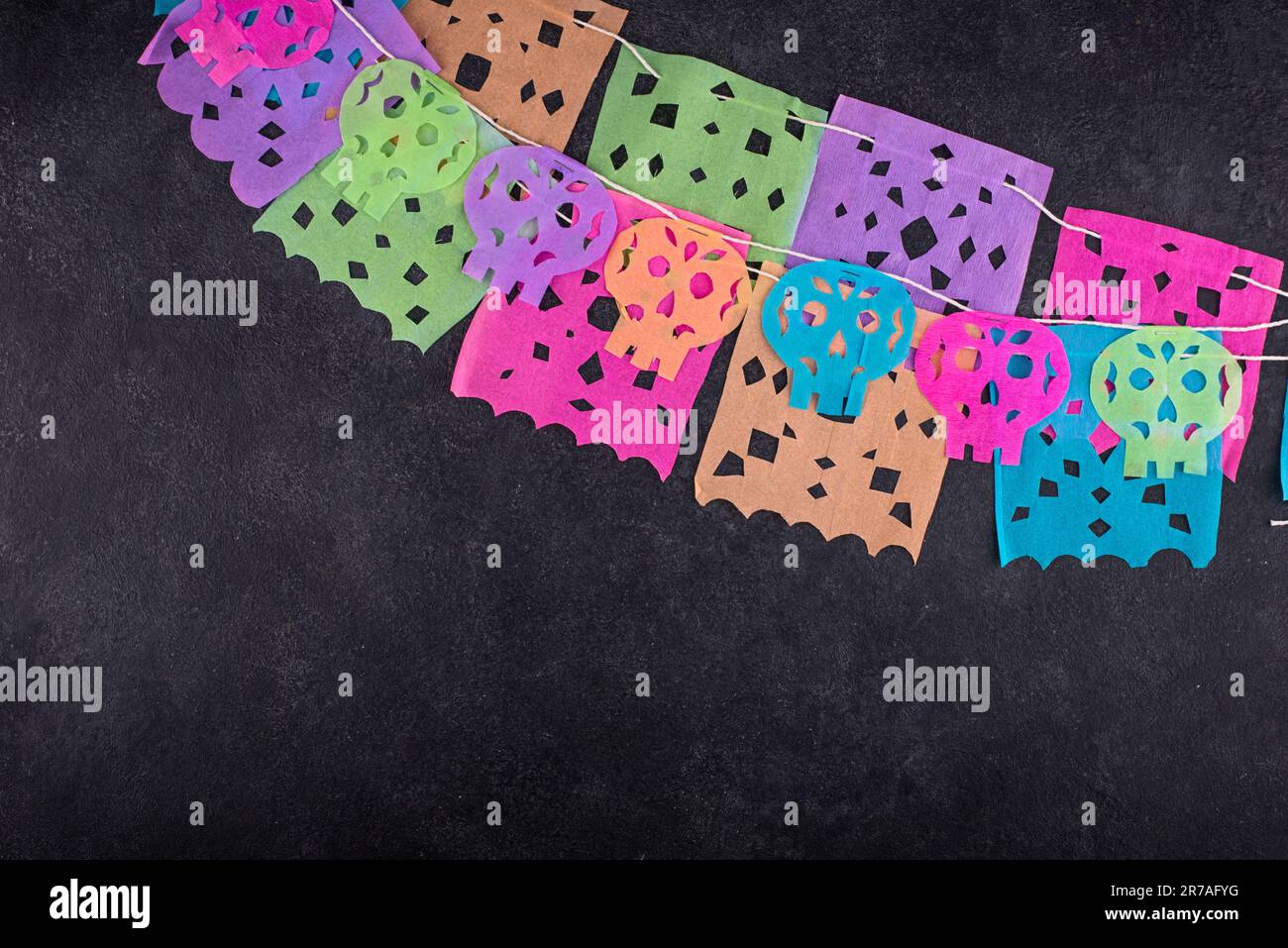 Mexican paper flag garland for Day of the death Stock Photo - Alamy