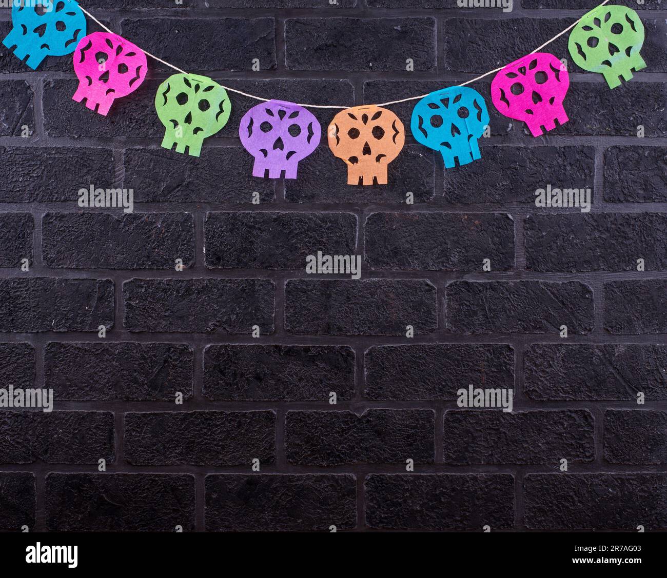 Mexican paper flag garland for Day of the death Stock Photo - Alamy