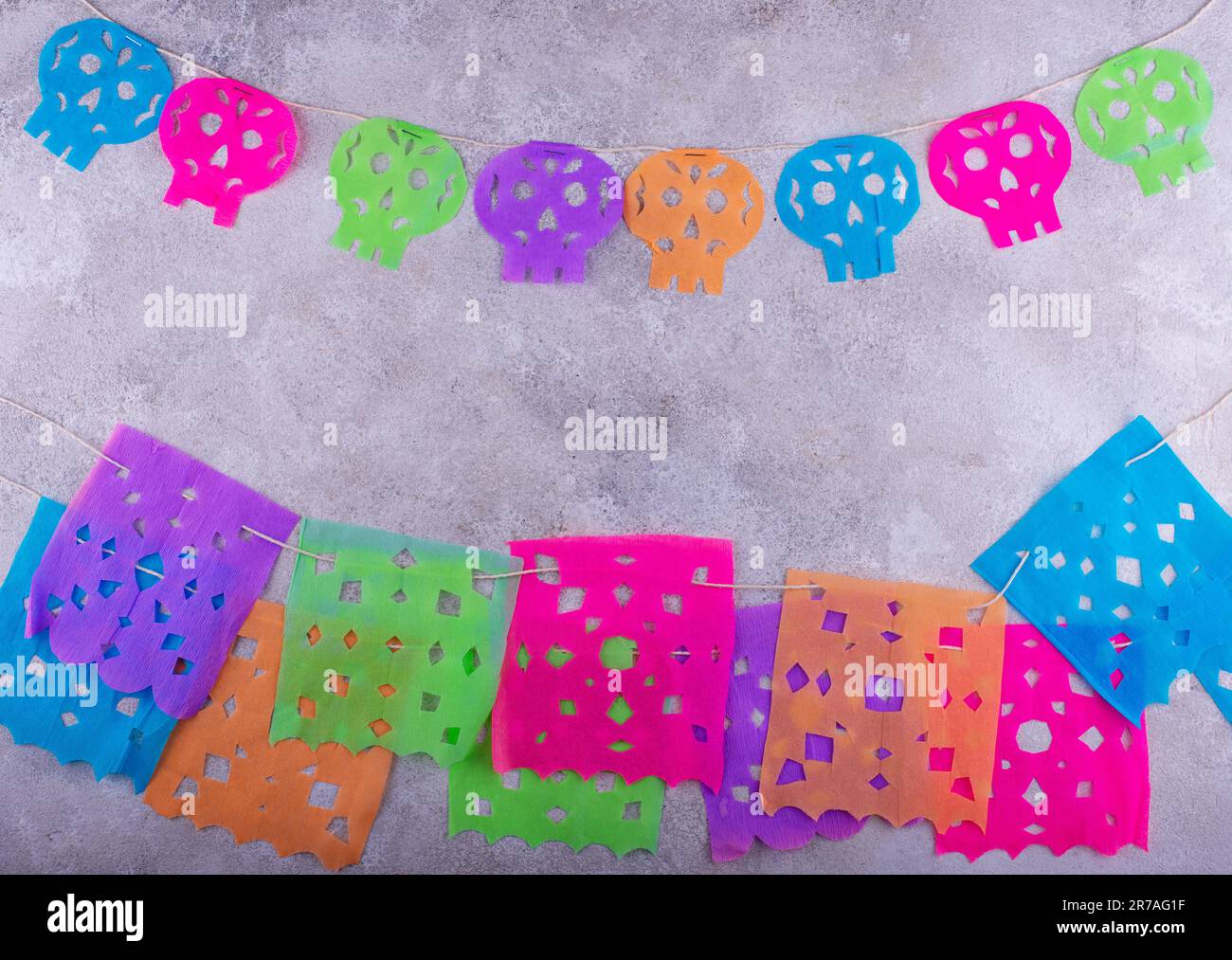 Mexican paper flag garland for Day of the death Stock Photo - Alamy