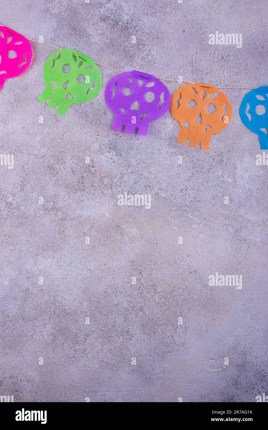 Mexican paper flag garland for Day of the death Stock Photo - Alamy