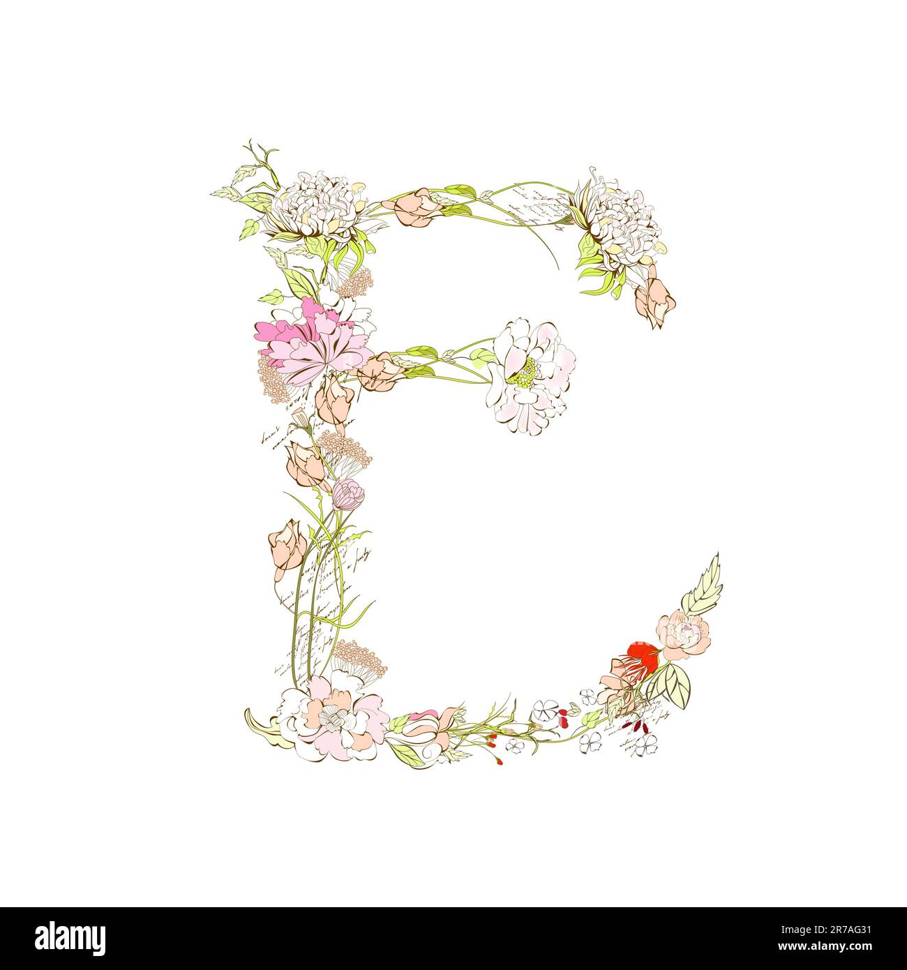 Spring floral font, Letter E Stock Vector Image & Art - Alamy