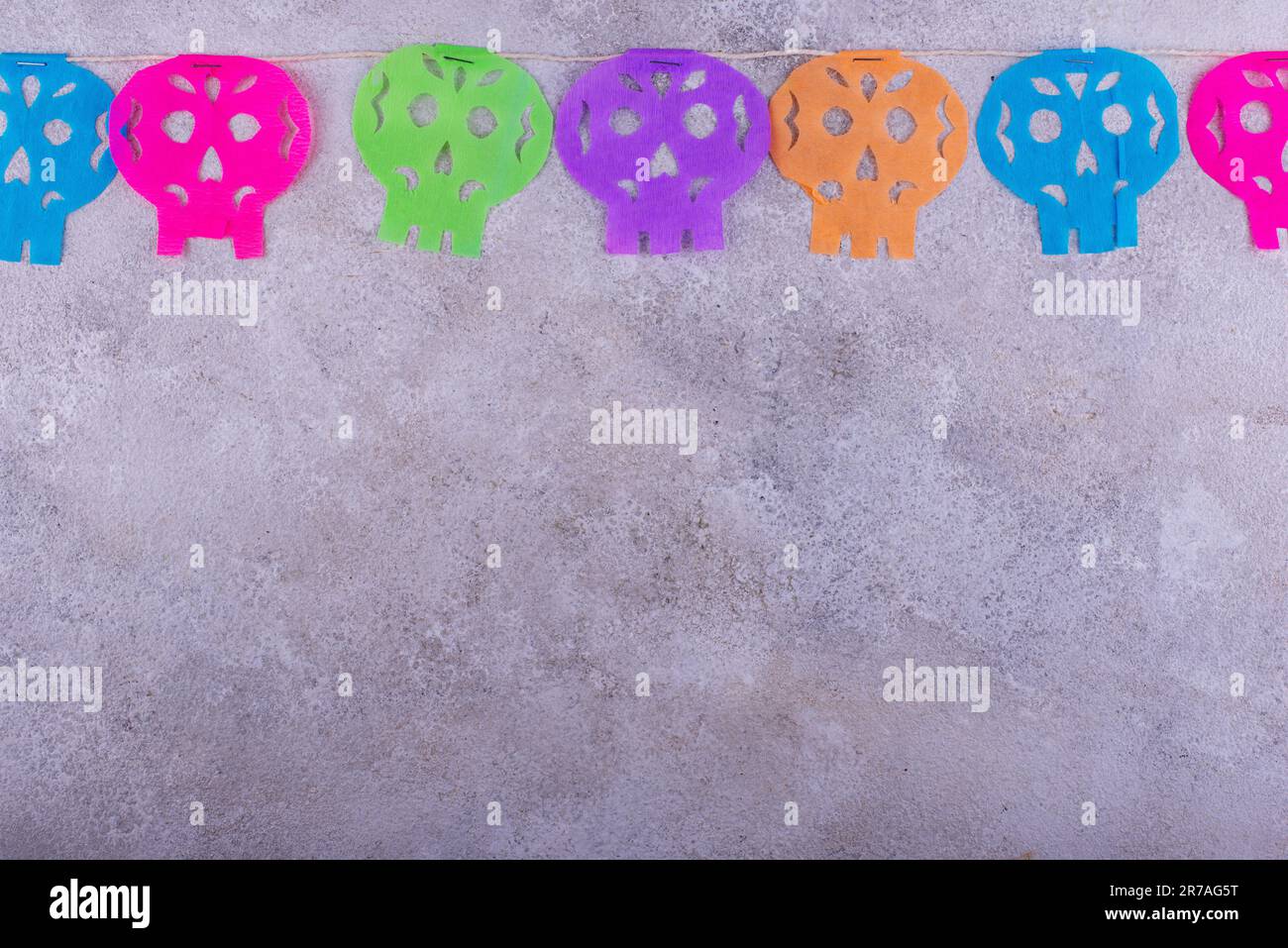 Mexican paper flag garland for Day of the death Stock Photo - Alamy