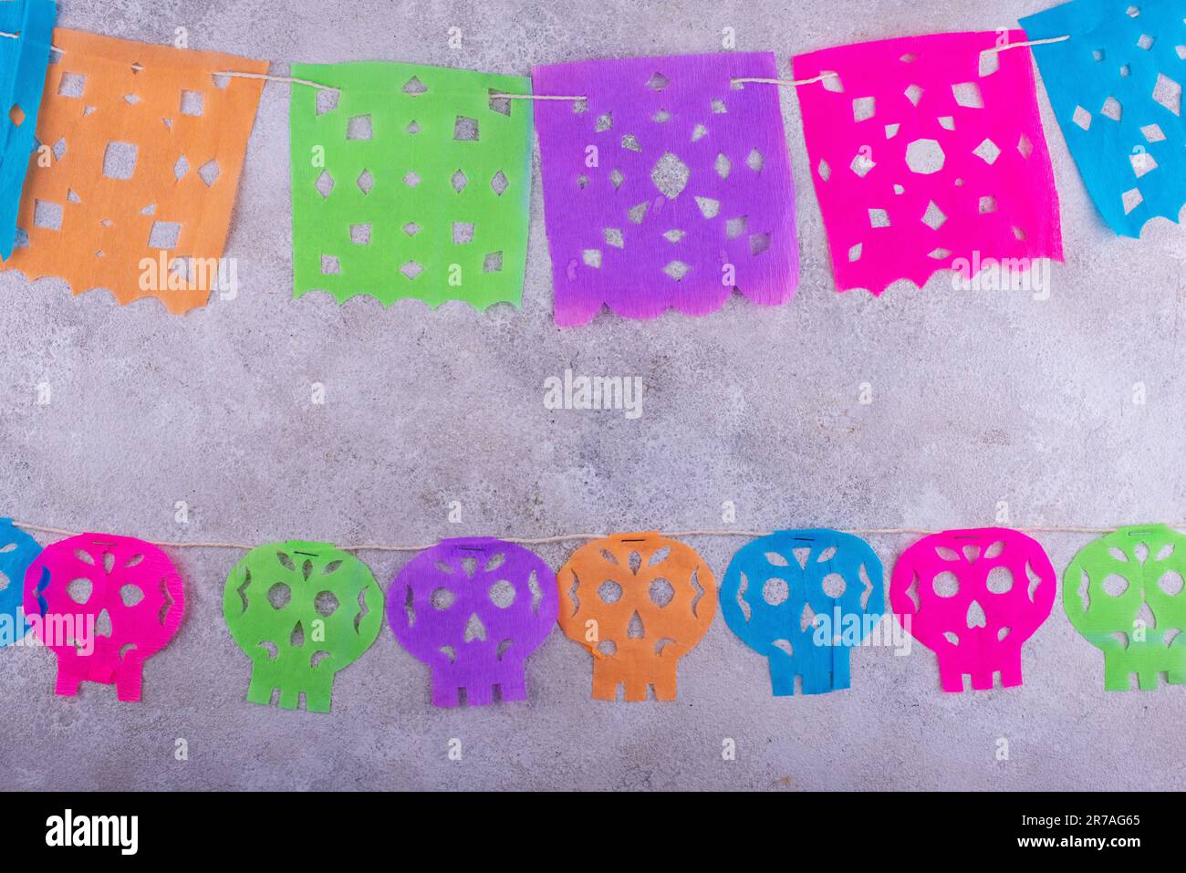 Mexican paper flag garland for Day of the death Stock Photo - Alamy