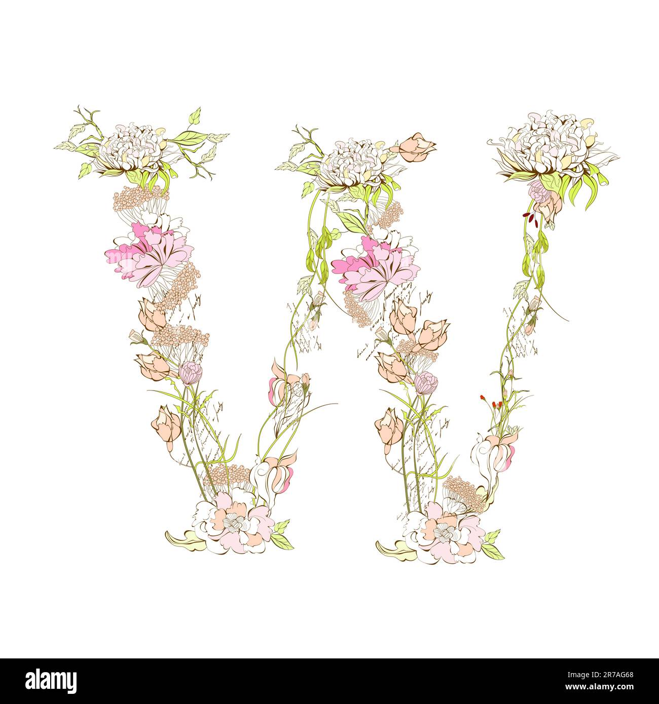 Spring floral font, Letter W Stock Vector Image & Art - Alamy