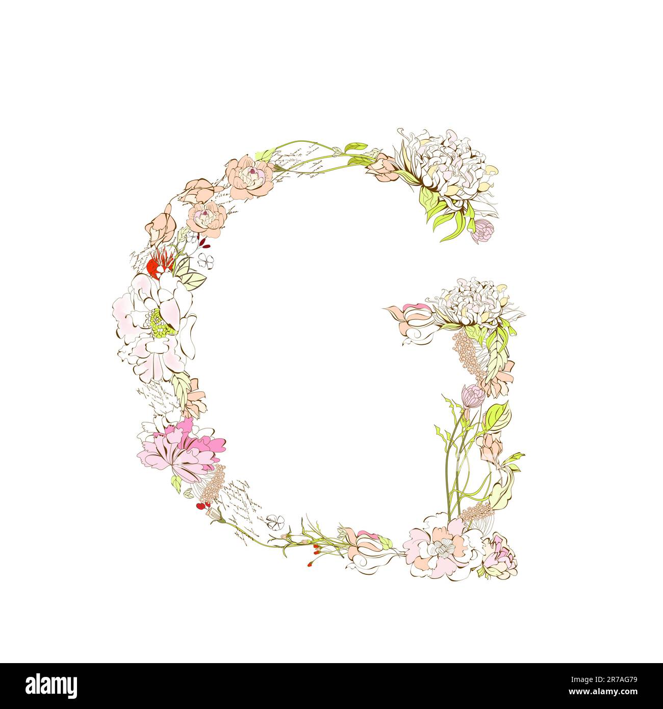 Floral font letter g hi-res stock photography and images - Alamy