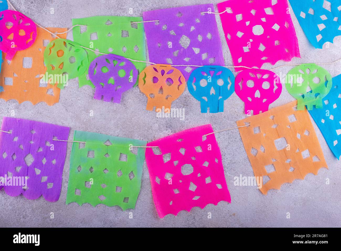 Mexican paper flag garland for Day of the death Stock Photo - Alamy