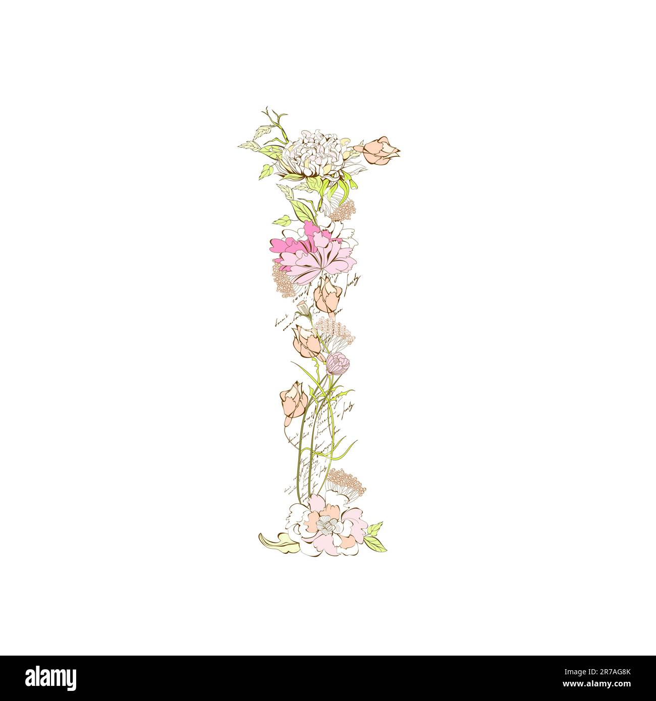 Spring floral font, Letter I Stock Vector Image & Art - Alamy