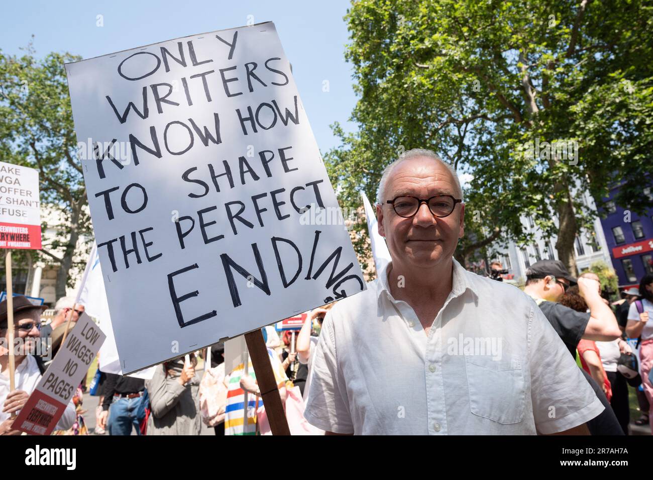 London, UK. 14 June, 2023. Writers' Guild GB members rally in London's ...
