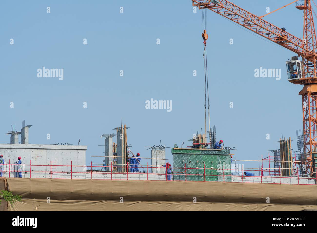Dubai, United Arab Emirates - 14th April, 2023 : Laborers busy at work ...