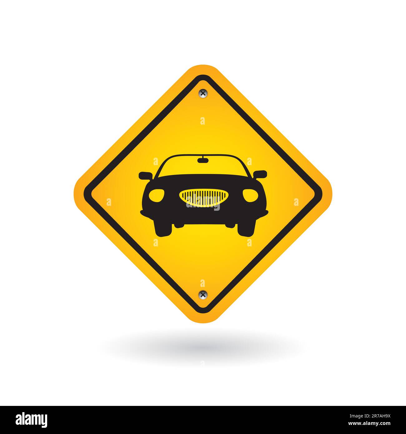 yellow sign with car Stock Vector Image & Art - Alamy