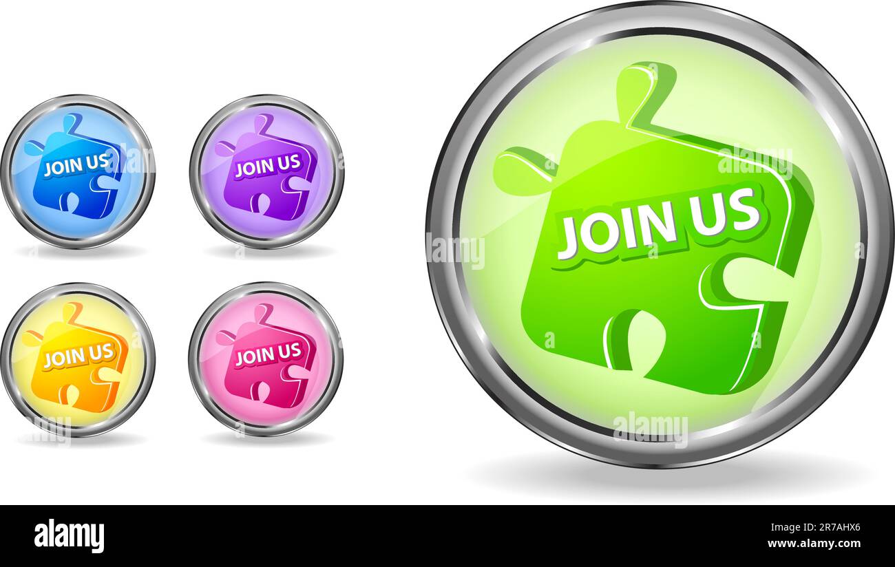 join us puzzle round icon set isolated on white background Stock Vector ...