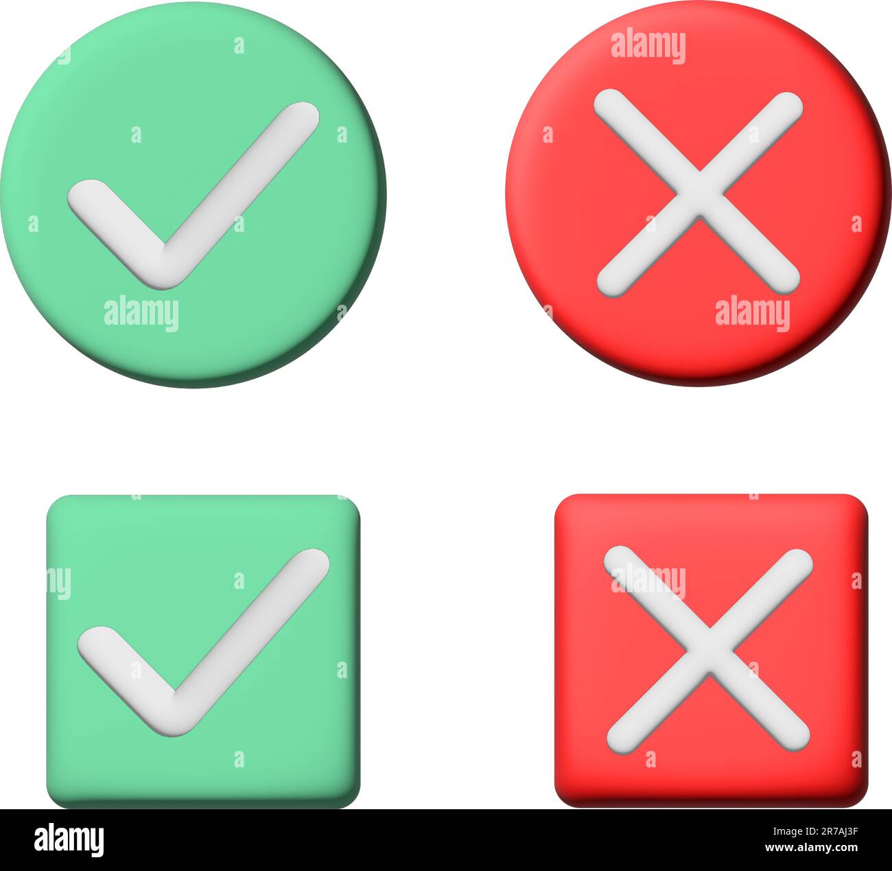 the button to select yes and no square and round simple vector 3d Stock ...
