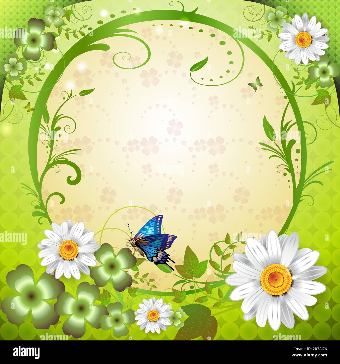 Springtime background with flowers, frame and butterflies Stock Vector ...