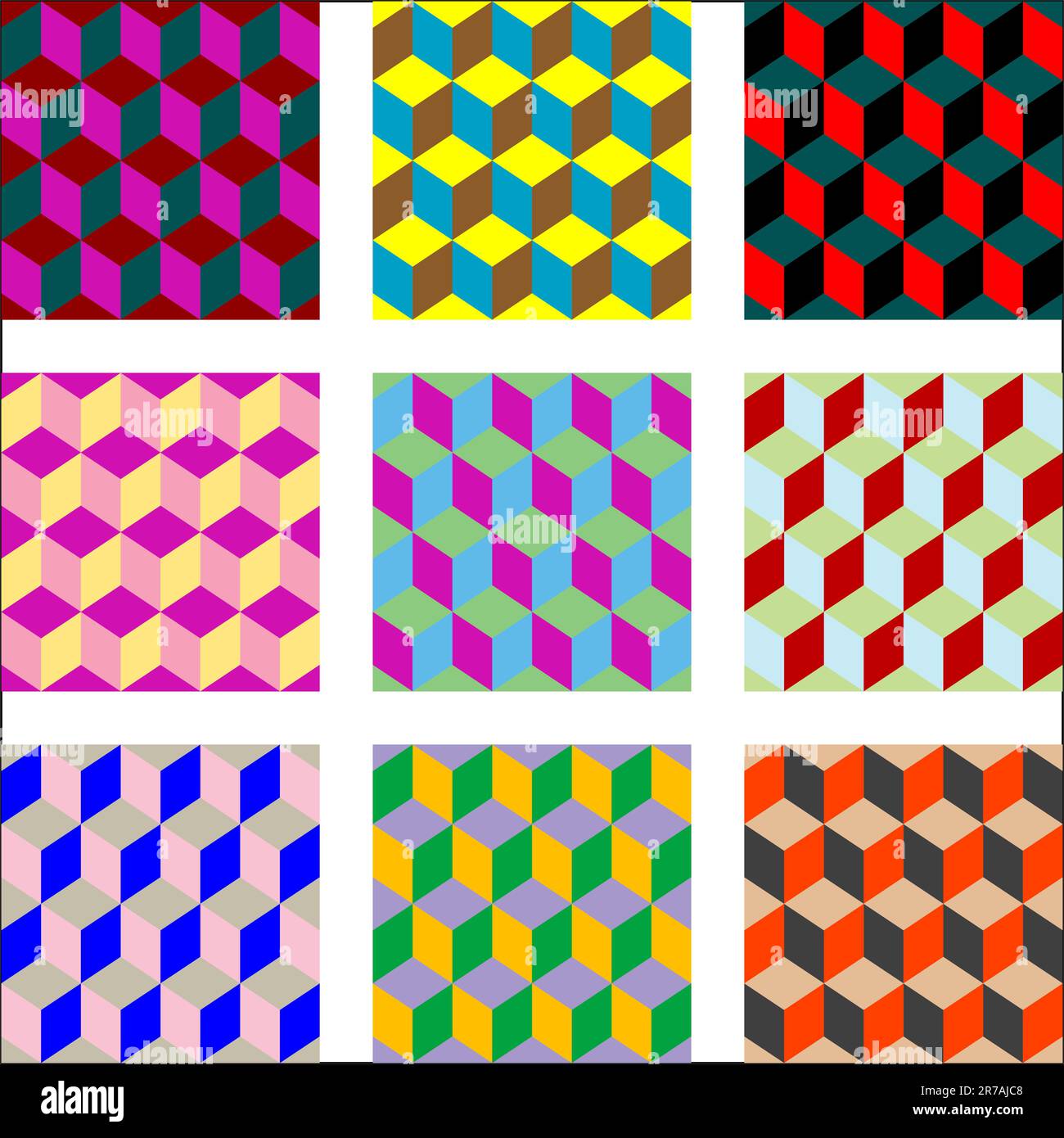 nine different versions of psychedelic patterns, vector art ...