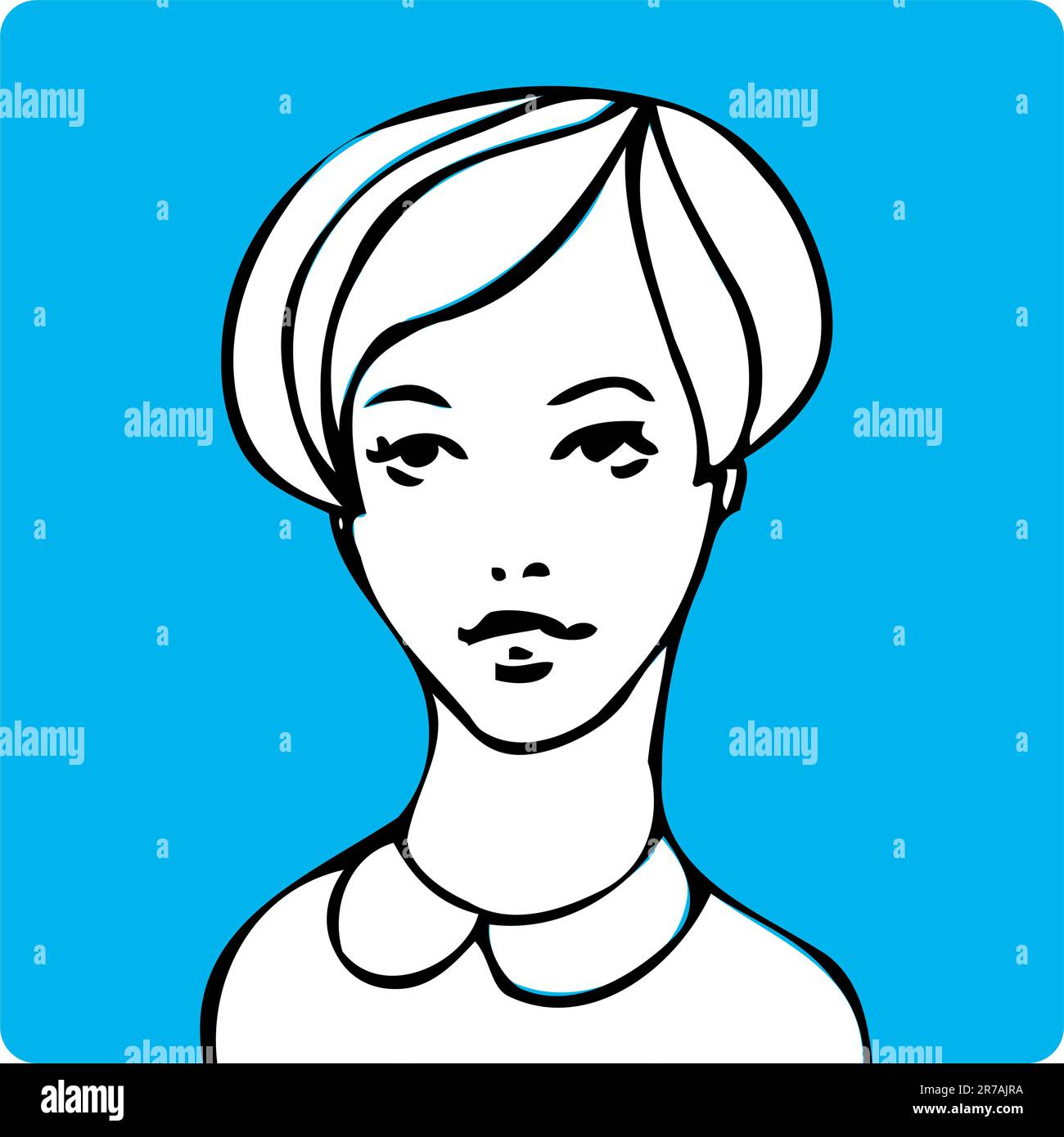 Cartoon young beauty woman face one of a series of similar image Stock ...