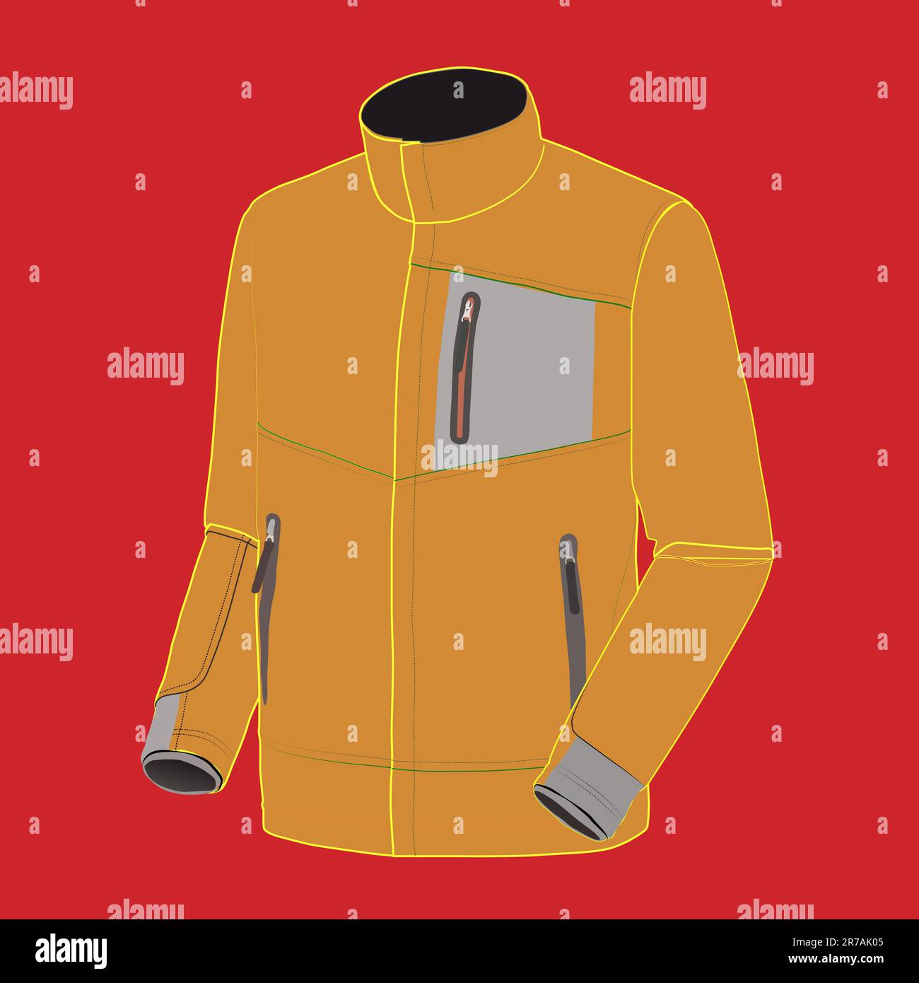 vector orange fluorescent hooded jacket Stock Vector Image & Art - Alamy