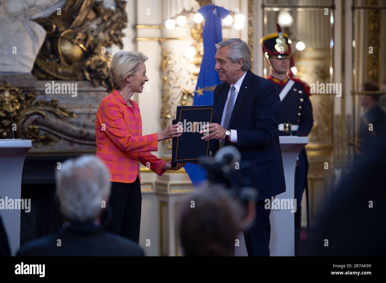 Buenos Aires, Argentina. 12th June, 2023. Ursula von der Leyen (l ...