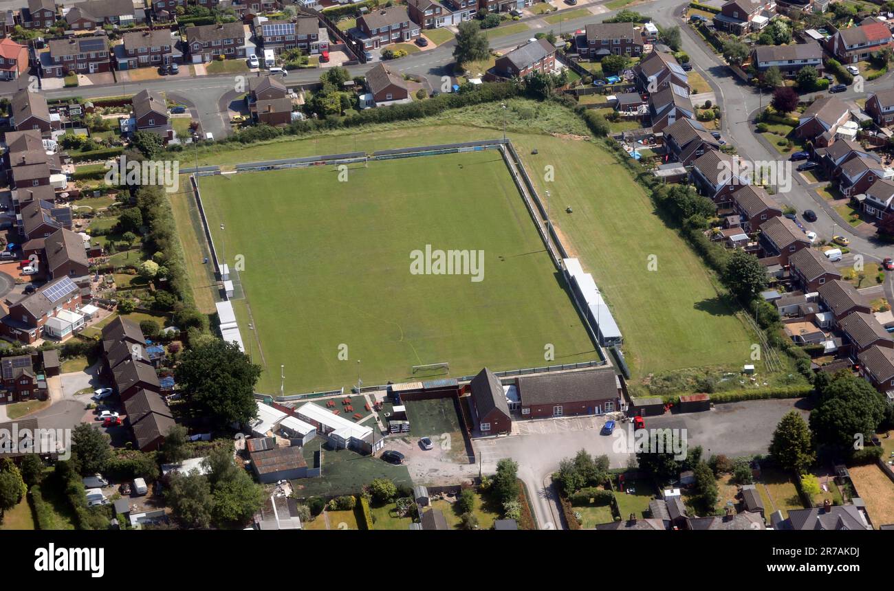 aerial view of Barnton Football Club, Barnton near Northwich, Cheshire ...