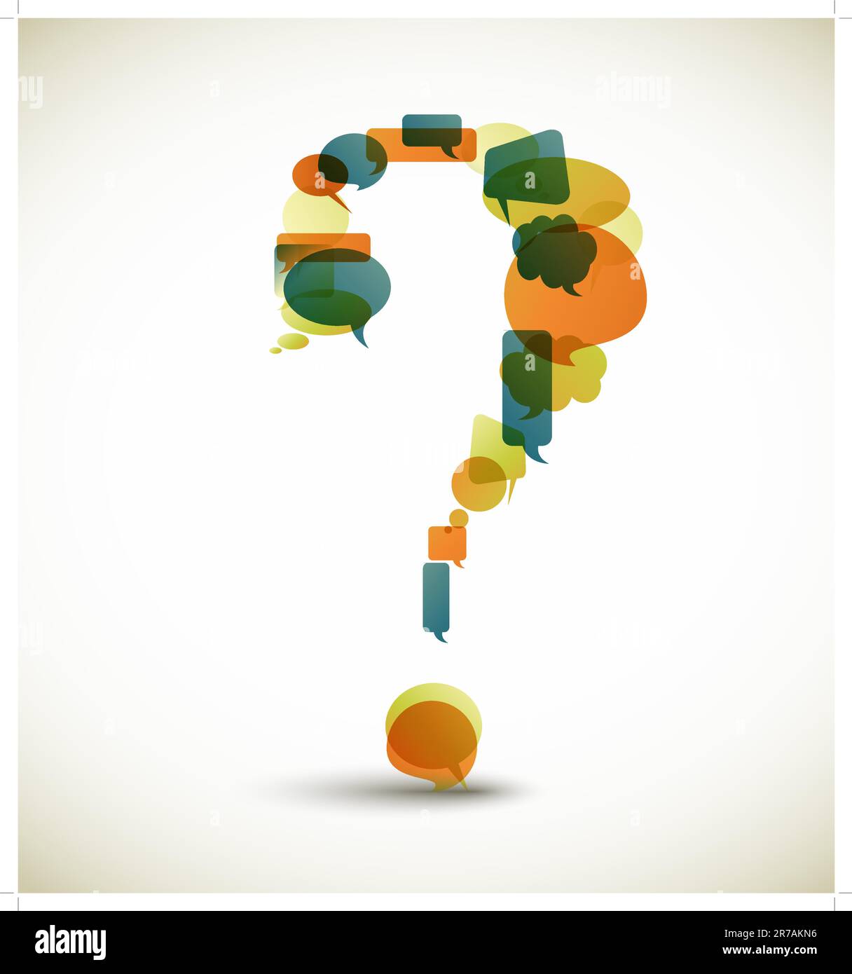 Question mark made from blue speech bubbles with retro colors Stock ...