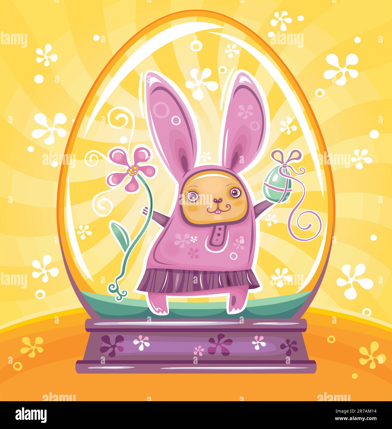 Cute Easter Bunny inside of snow-dome or crystal ball Stock Vector ...