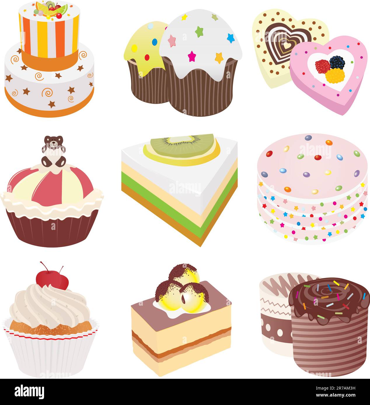 Birthday cakes pastries design Stock Vector Images - Alamy