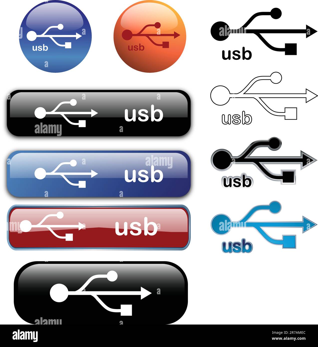 usb buttons and signs - vector Stock Vector Image & Art - Alamy