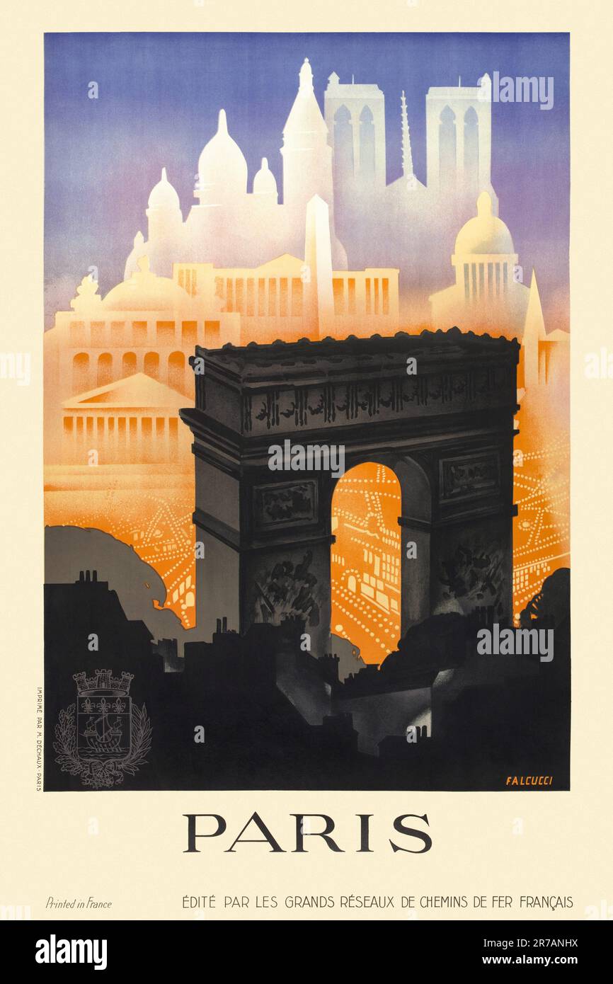 Paris by Robert Falcucci (1900-1989). Poster published in 1935 in ...