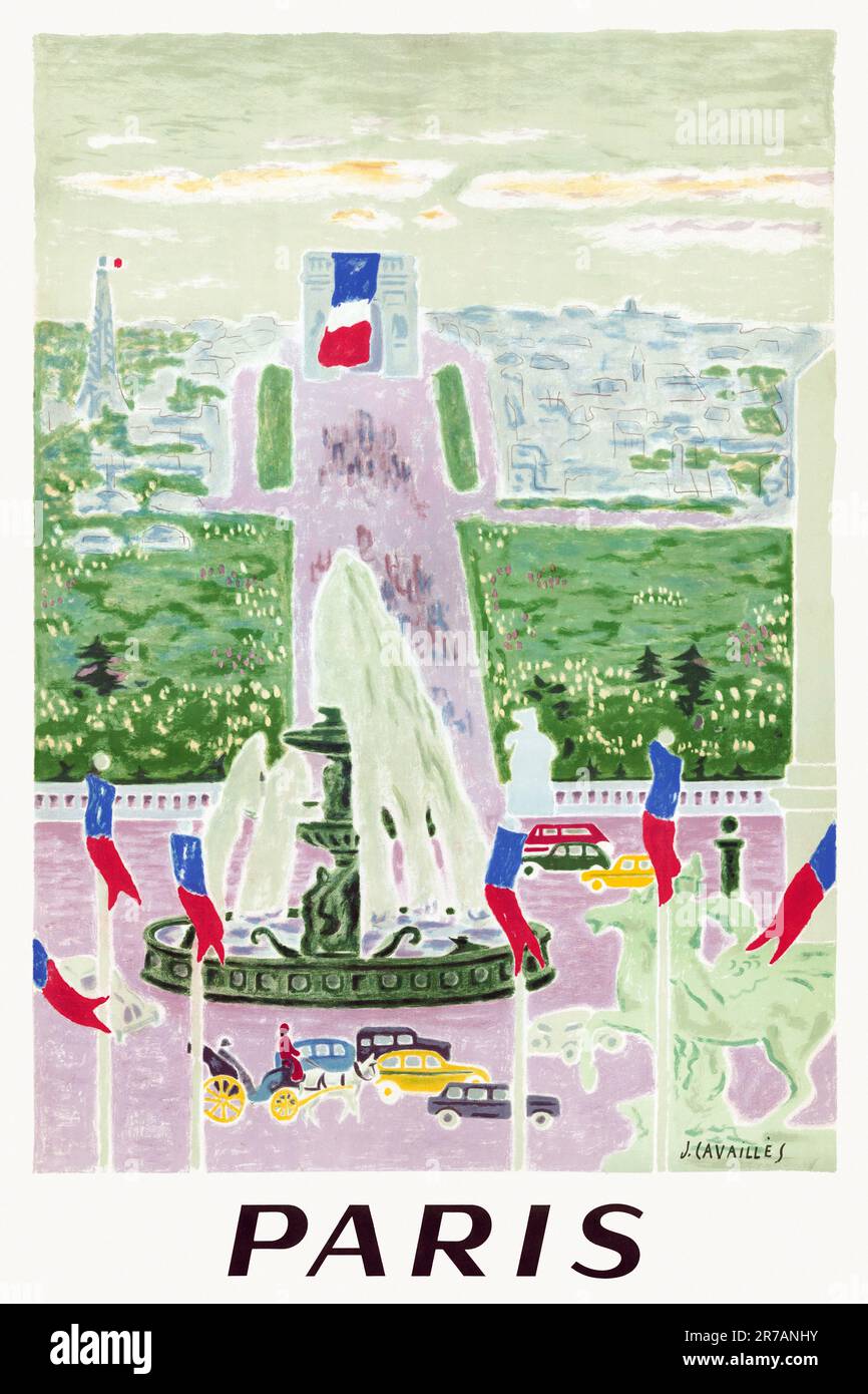 Paris by Jean Jules Louis Cavailles (1901-1977). Poster published 1957 ...