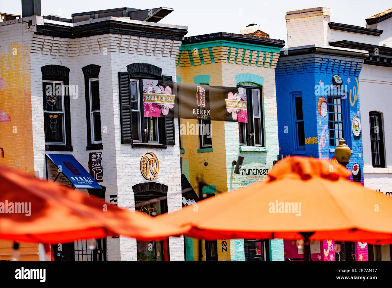 Bright houses at Georgetown, Washington DC, USA. Picture: garyroberts ...