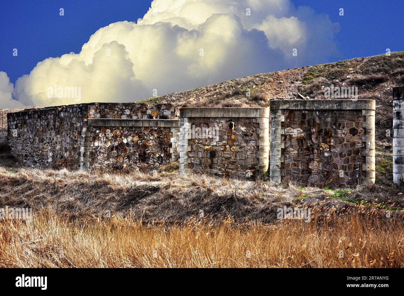 The ruins of an old mining railway bridge in Puertollano, Ciudad Real ...