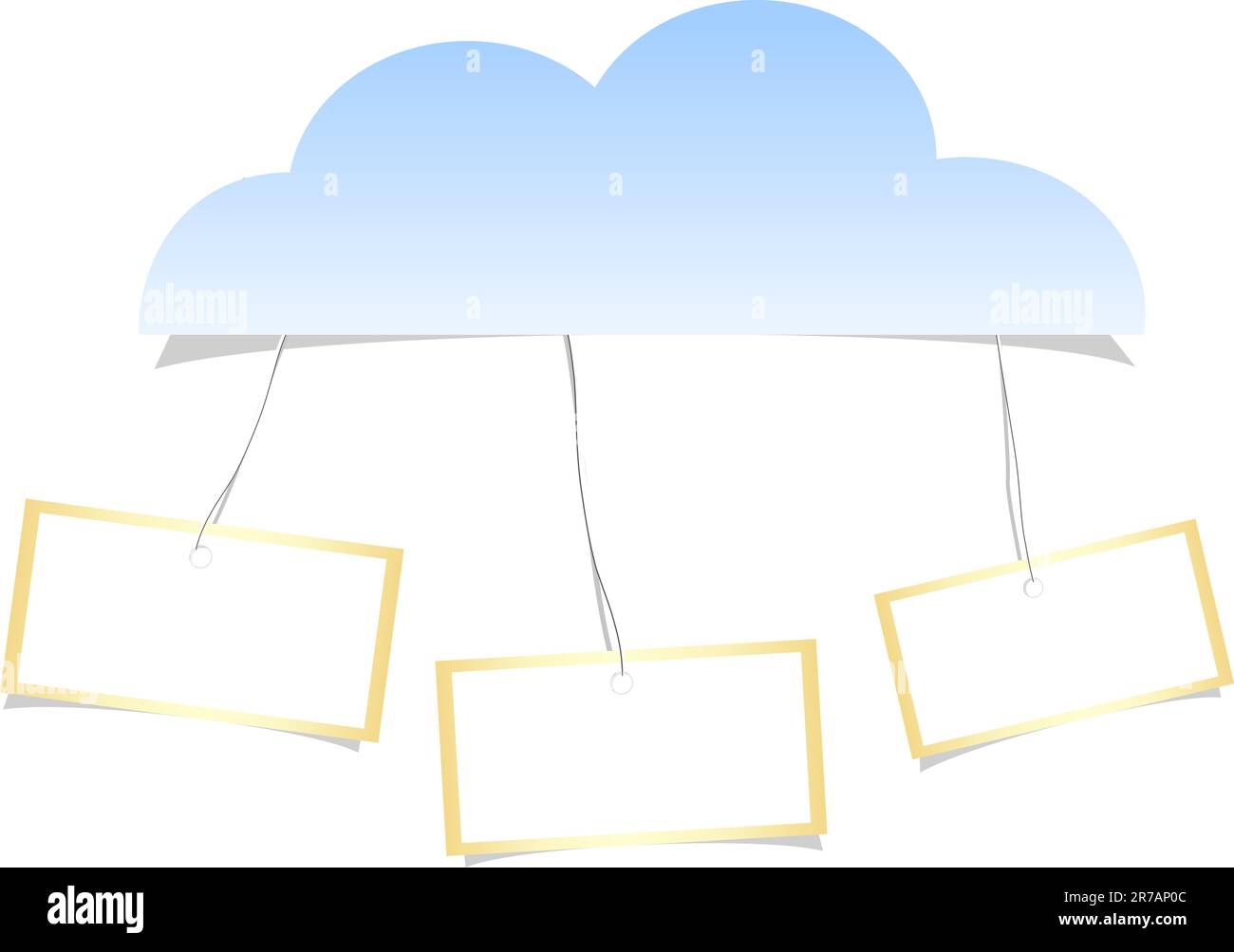 Cloud with three announcements on a string. Vector illustration Stock ...