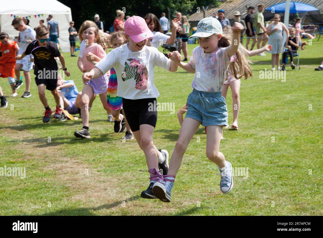 Childrens' Three legged race, Rhu and Shandon Gala, Scotland Stock ...