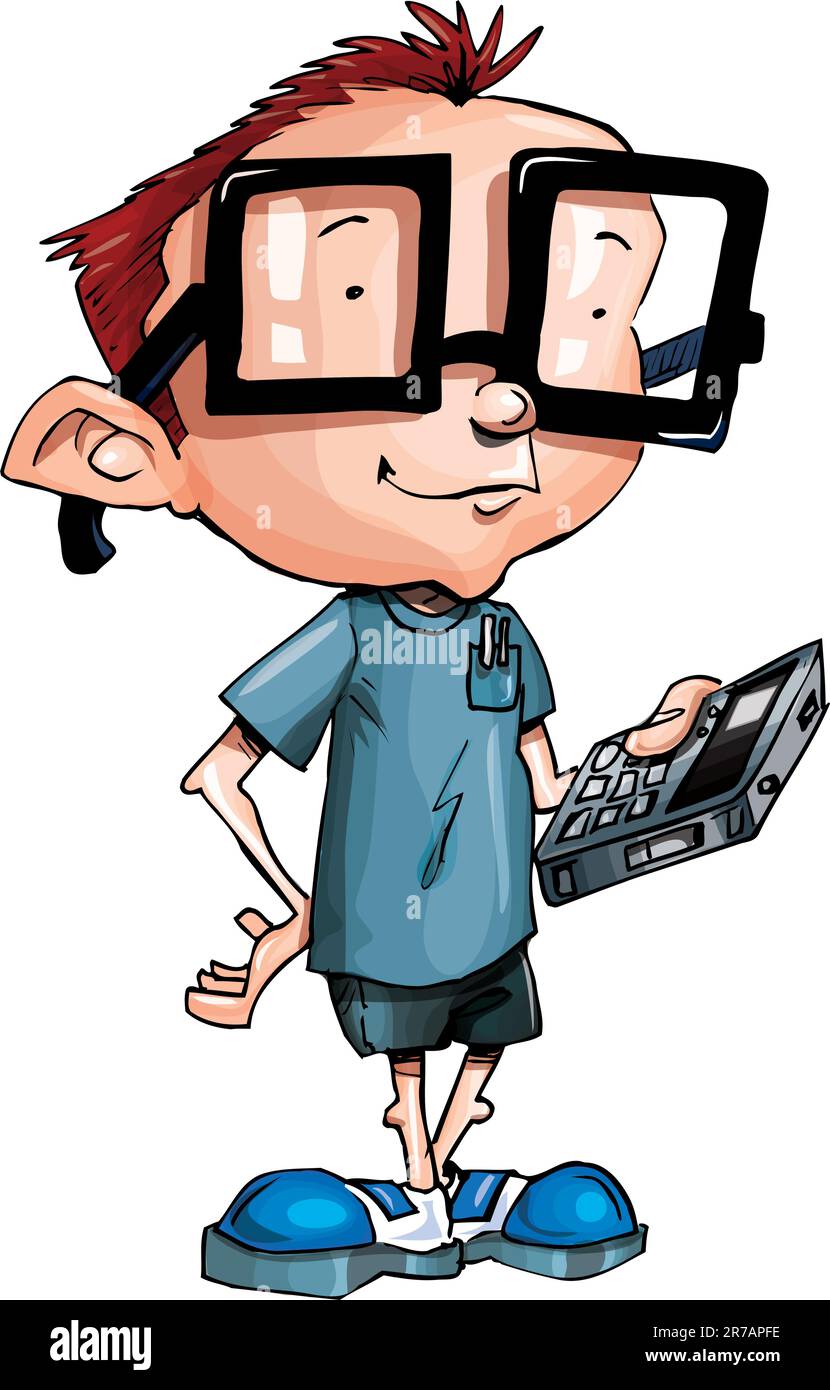 Cartoon nerd with glasses isolated on white Stock Vector Image & Art ...