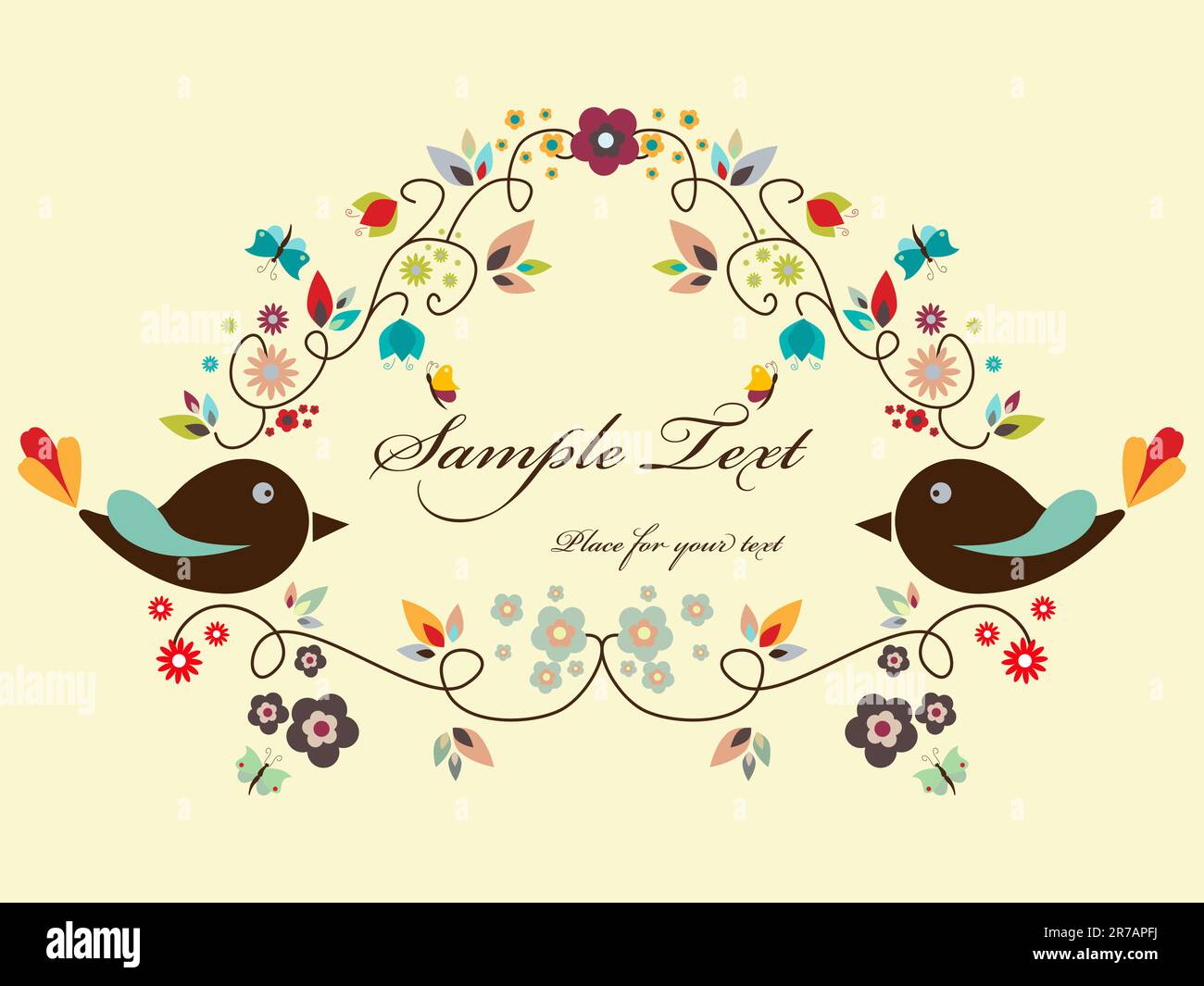Vector floral frame with birds Stock Vector Image & Art - Alamy