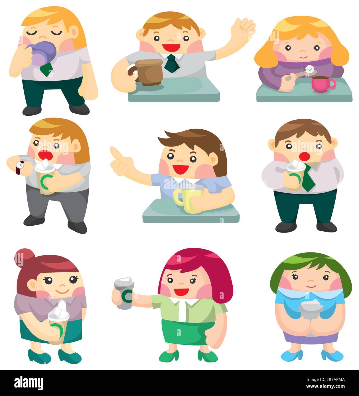 cartoon office worker tea time icon Stock Vector Image & Art - Alamy