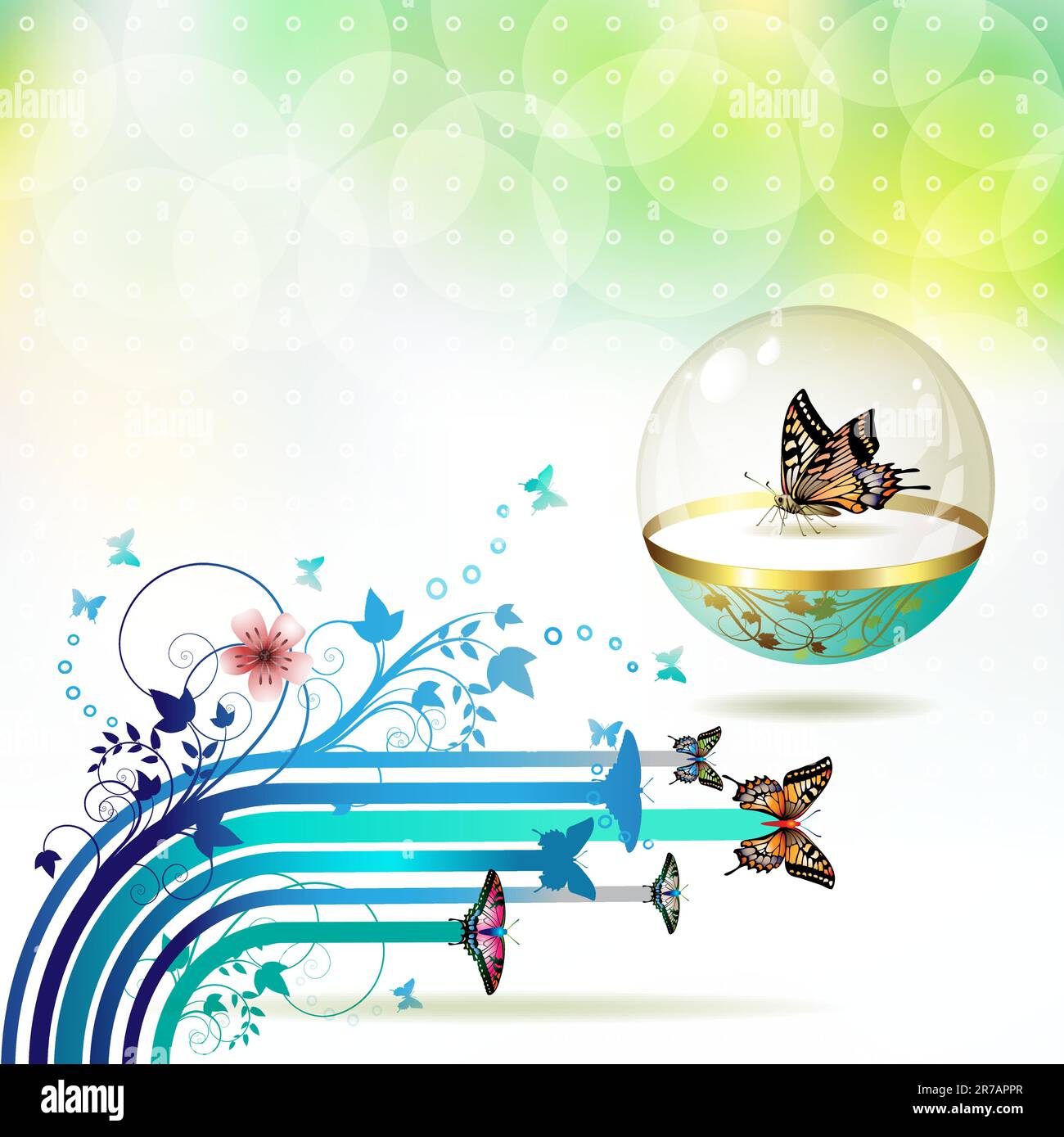Springtime background with butterflies and stripes Stock Vector Image ...